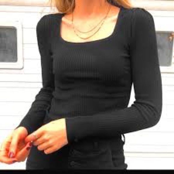 Everlane | Sweaters | Everlane Black Ribbed Square Neck Sweater | Poshmark